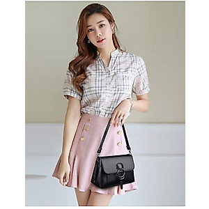 HDHTB Women Messenger Bags Leather Handbags Designer Fashion Ladies Shoulder Bag Crossbody Bags For Women (black)