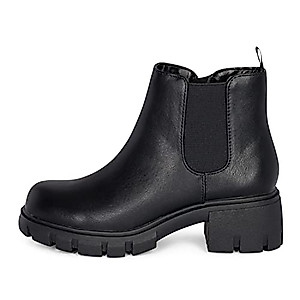 Chariot &Co: Dance-IIS - Girls/Kids/Childrens Lug Sole Chelsea Fashion Platform Ankle Booties (Black Pu, 13)