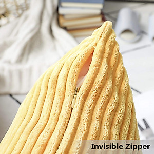 Home Brilliant Yellow Throw Pillow Covers 18x18 Set of 2 Super Soft Couch Pillow Covers Decorative Striped Corduroy Mustard Throw Pillows for Couch Bed Spring, 18 x 18 inch, Sunflower Yellow