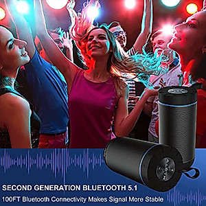comiso Waterproof Bluetooth Speaker IPX7, 25W Wireless Portable Speakers Loud Sound Strong Bass Stereo Pairing 36 Hours Playtime, Bluetooth 5.0 Built in Mic for Calls Black