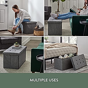 Edenbrook 30 Inch Rectangle Storage Ottoman - Buttonless Tufted Ottoman -Foot Rest-Holds 330 lbs, Grey