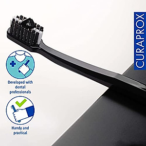 Curaprox Black is White Toothbrush, Black is White Carbon Toothbrush Set, Includes 1 Black Toothbrush & 1 White Toothbrush