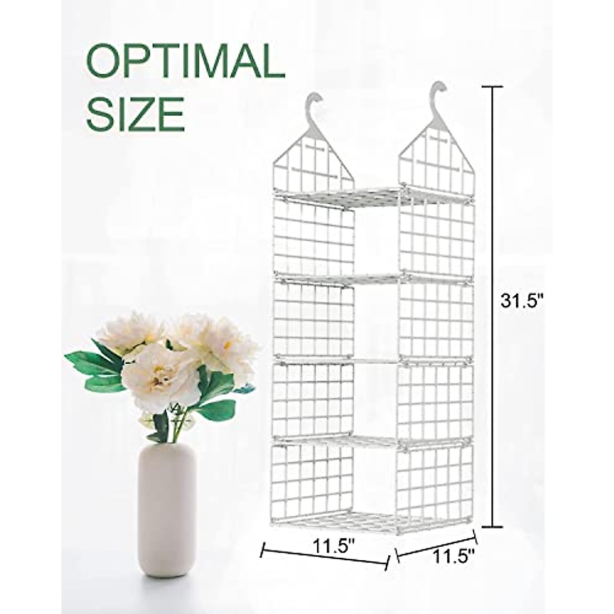 GOYOR 4-Shelf Plastic Hanging Closet Organizer, Collapsible Hanging Closet Shelves, Hanging Organizer for Closet & RV, White, 31" H X 11" W X 11" D, 1-Pack.
