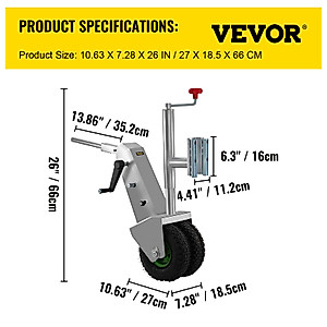 VEVOR Manual Trailer Dolly, 5000lb Load Capacity Trailer Mover Valet w/ 6.3" Hitch Plate & 10.63" Wheels, 10.64" Adjustable Height, Heavy-Duty Trailer Jack Tug for Car, RV, Boat, and Travel Trailers