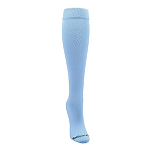 MadSportsStuff Softball Socks with Stitches Over the Calf (Columbia Blue/Navy, Small)