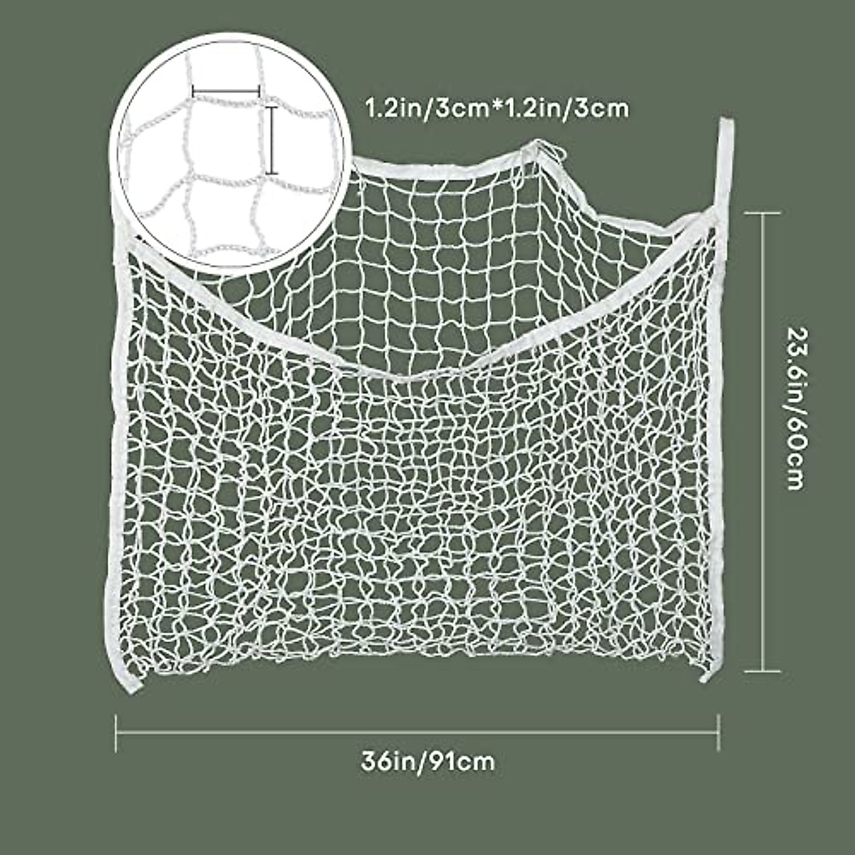 FLKQC Full Day Slow Feed Hay Net Bag Horse Feeding Large Feeder Bag with Small Holes Feed Horse Reduces Horse Feeding Anxiety and Behavioral Issue(36" Length x 23.6" Width)