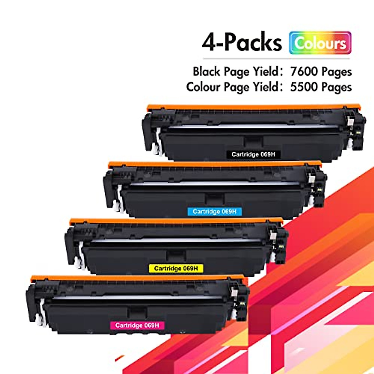 069H 069 Toner Cartridge 4-Pack Compatible Replacement for Canon 069H Toner Cartridge for Canon imageCLASS MF753Cdw MF751Cdw LBP674Cdw Series Printer Ink