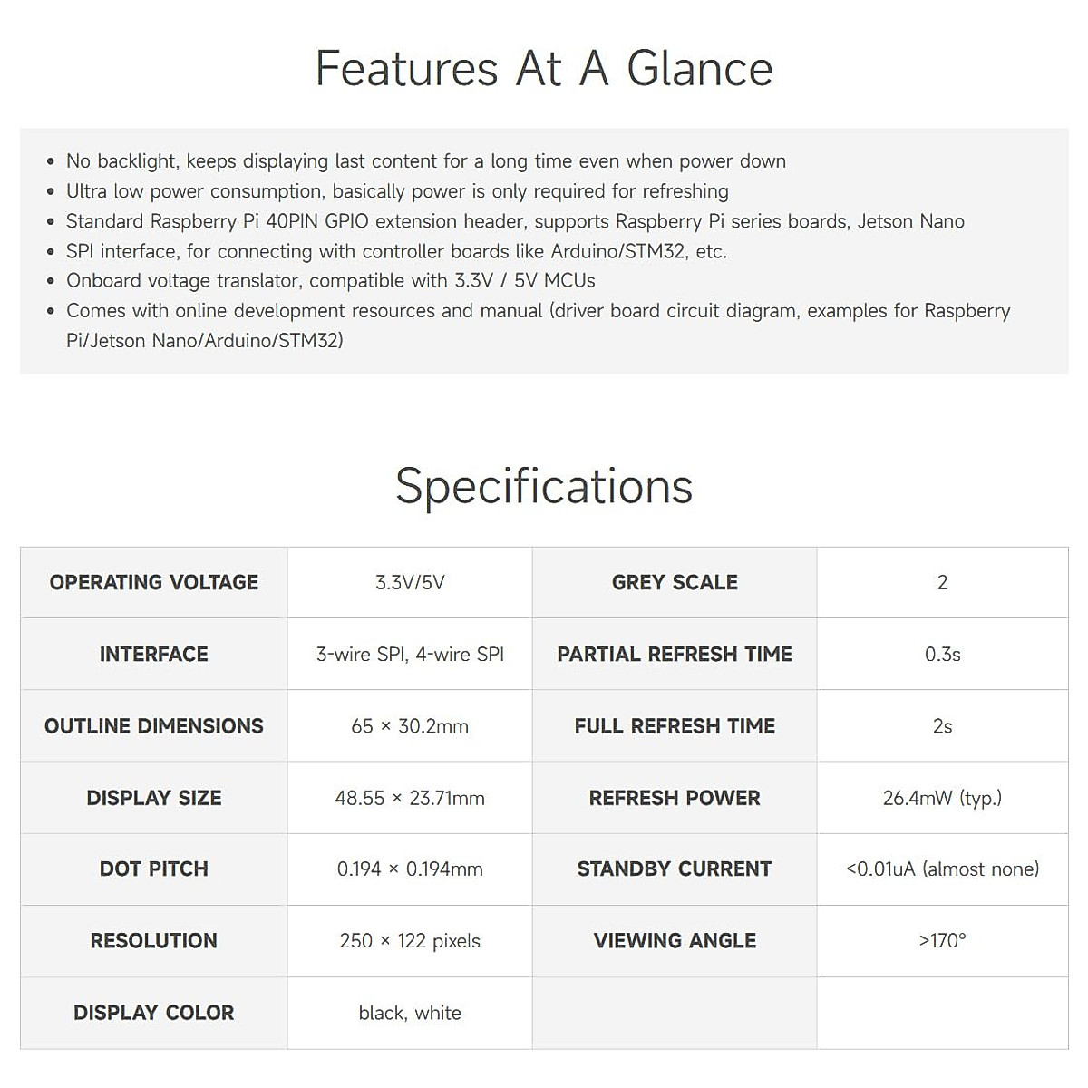 waveshare 2.13inch E-Ink Display HAT V4 Version Compatible with Raspberry Pi Raspberry Pi 5/4B/3B/Zero/Zero W/Zero 2W/Pico/Pico W/Pico WH, 250x122 Resolution SPI Interface Supports Partial Refresh