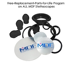 MDF ProCardial ERA Cardiology Lightweight Dual Head Stethoscope with Adult, Pediatric, and Infant-Neonatal Convertible chestpiece - Light Blue Tube - Black Finish (MDF797XB14)