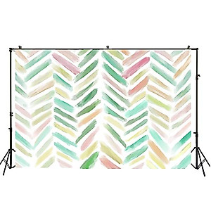 Colorful Watercolor Painting Boho Chevron Zigzag Ikat Patterns Backdrop Pastel Background Baby Party Banner Kid Photo Portrait