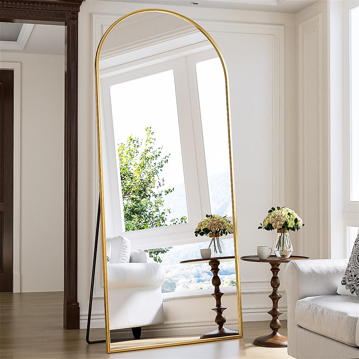Antok Full Length Mirror, 71"x28" Arched Floor Mirror, Glassless Mirror Full Length with Stand, Floor Mirrors Freestanding, Wall Mounted Mirrors for Living Room, Gold
