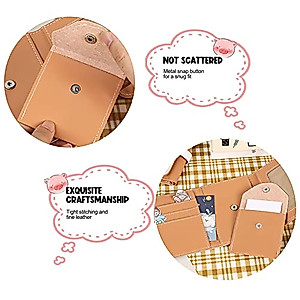 JELLYEA Kawaii Bear Wallet Cute Cartoon Card Holder Girls Coin Purse Anime Key Bag Card Case Front Pocket Wallet (Beige-1)