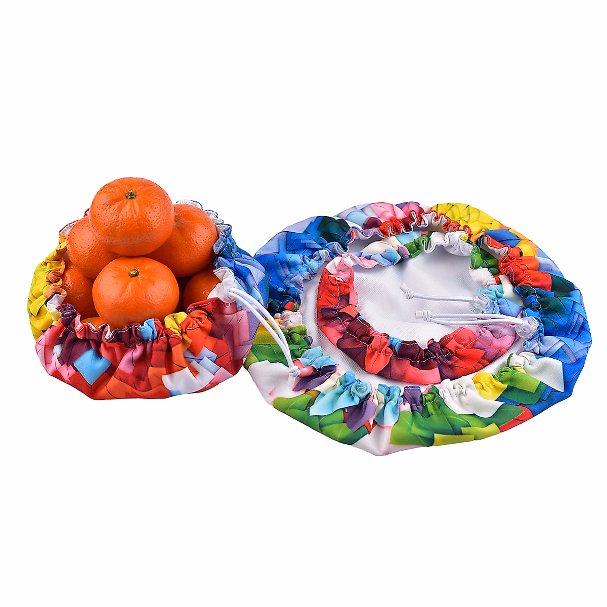 Handmade Reusable Cotton Fabric Bowl Covers - Two Layers of Fabric (Set of 3, Yellow plaid)