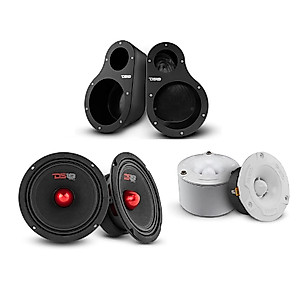 DS18 EN6P Universal Speaker Pods Bundle - 1 Set Left & Right Kick Panel + 2X 6.5 Midrange Speakers + 2X 1 Super Bullet Marine Tweeters - Great for Slingshot, SXS, Motorsports & ATV/UTV