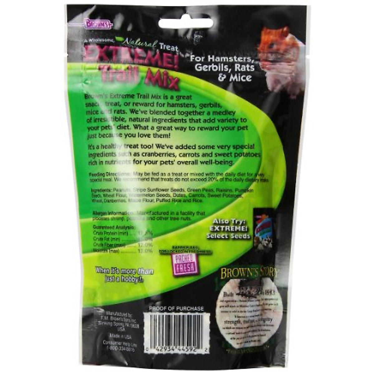 F.M. Brown'S Extreme Trail Mix Hamster Gerbil Rat And Mouse Treats, 4-Ounce