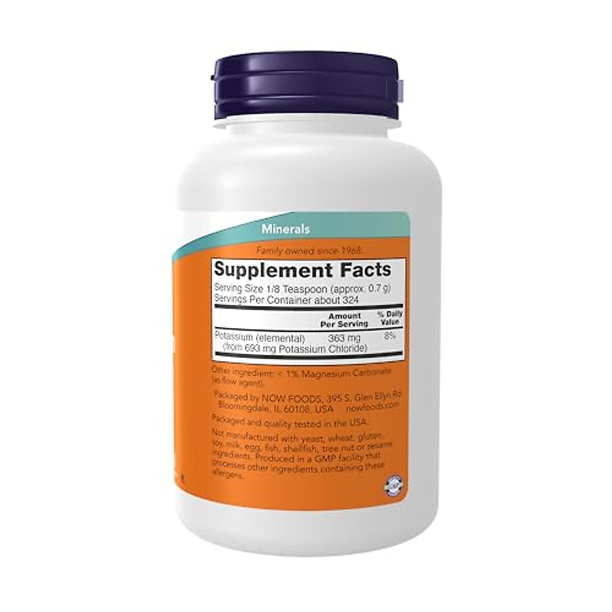 NOW Supplements, Potassium Chloride Powder, Certified Non-GMO, Essential Mineral*, 8-Ounce