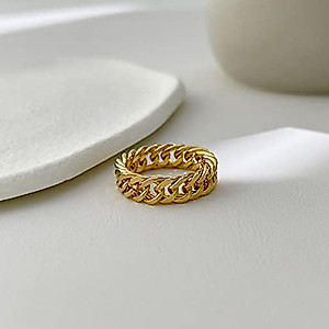 Jana Winkle 6mm Minimalist 18K Gold Stainless Steel Rings Women Link Chain Ring Finger Rings