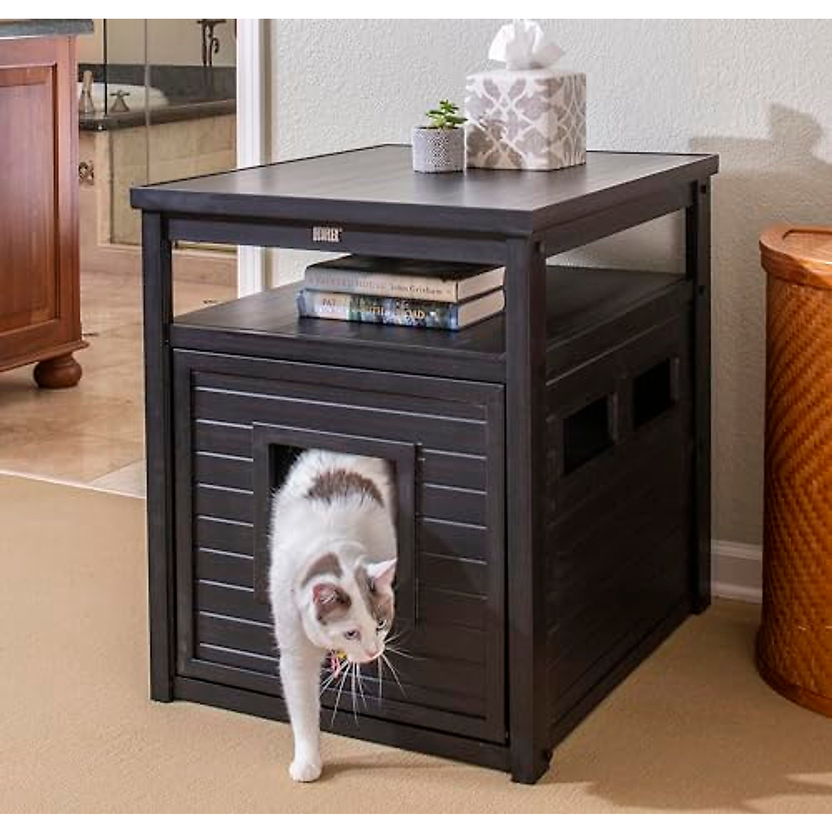 New Age Pet ECOFLEX Jumbo Cat Box Cover and End Table with Litter Box Enclosure and a 10 Year Warranty Hides Unsightly Litter Box made with Moisture & Odor Resistant Composite Material