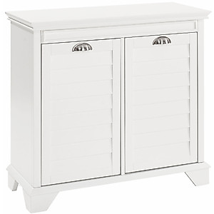 Crosley Furniture Lydia Laundry Hamper with Linen Sorting Bags, Bathroom Storage and Organization, White