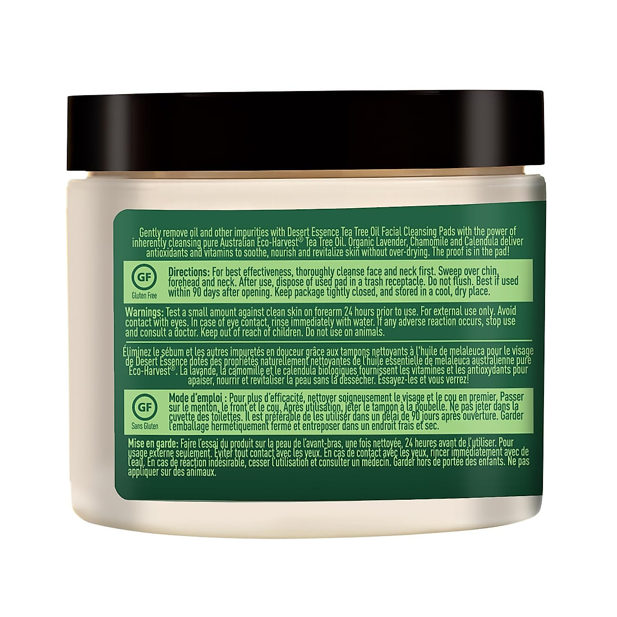 Desert Essence Tea Tree Oil Facial Cleansing Pads - Makeup Remover, Facial Cleanser & Toner with Organic Lavender & Chamomile - Travel-Friendly Personal Wipes for Clarifying Skin Care - 50 Pads