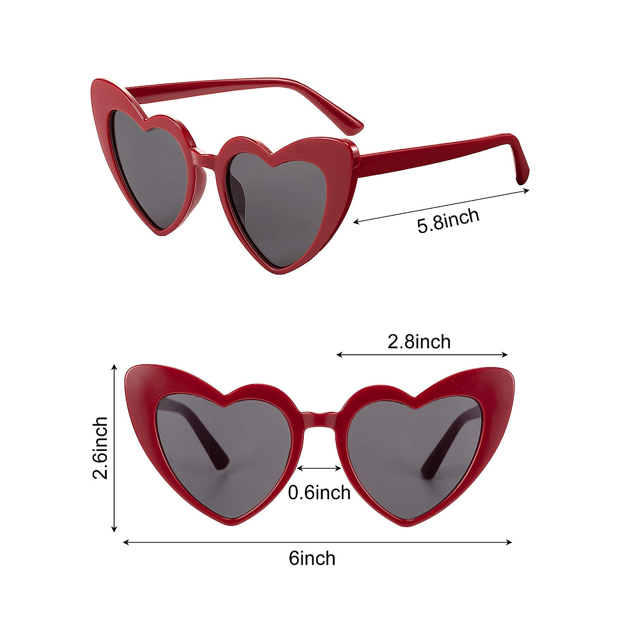 4 Pairs Heart Shaped Sunglasses Goggle Vintage Cat Eye Sunglasses Mod Style Retro Glasses with 4 Pieces Glasses Cloth 4 Pieces Flannel Bag for Party Supplies