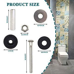 2 Pack Toilet Tank to Bowl Bolt Kits, Universal Heavy Duty Bolts Toilet Bolts with Waterproof Stainless and Rubber Washers Gasket, Nuts Easy to install