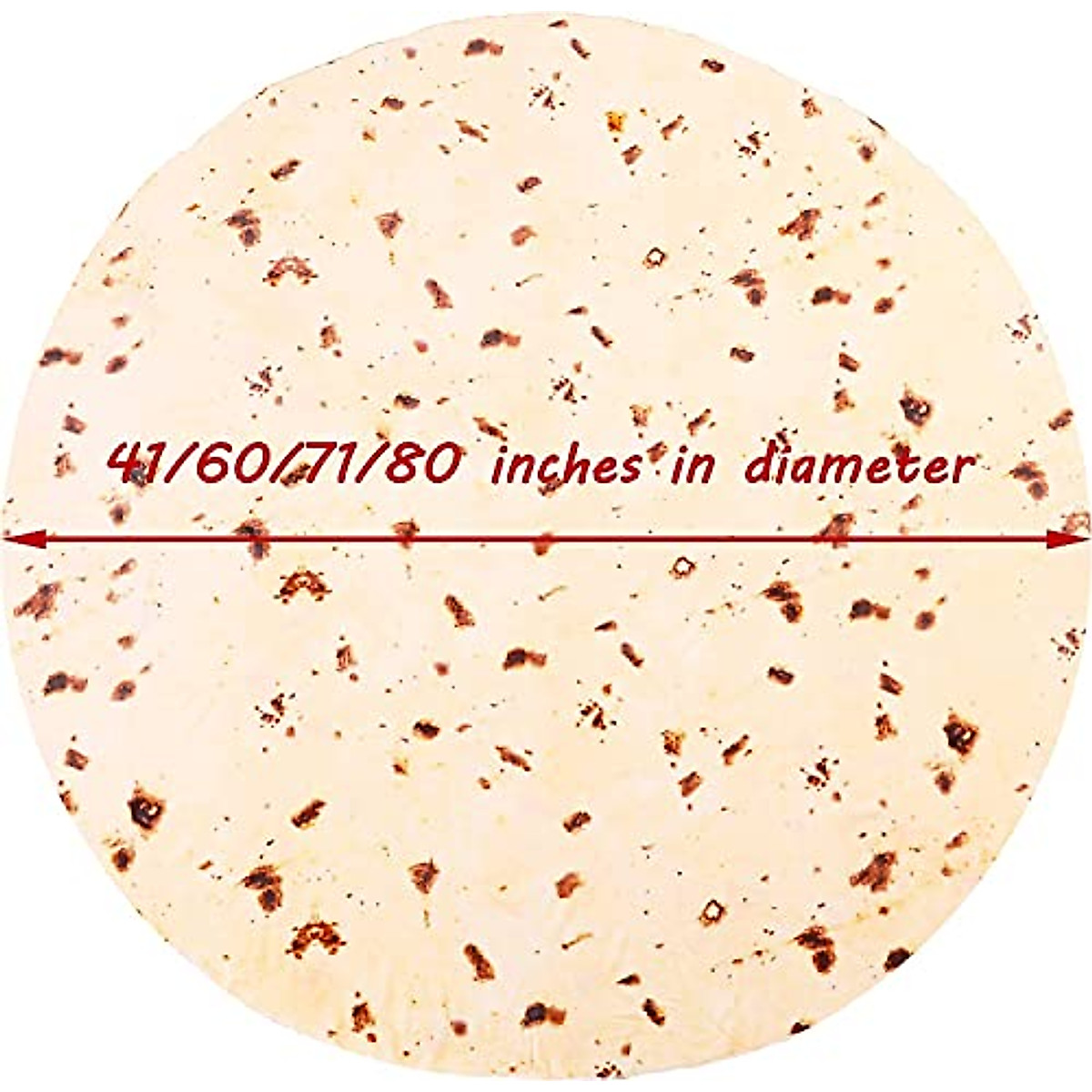 ROKDUK Adults Thick Burritos Throw Blanket 380gsm 71 in Double Sided Premium Ultra Soft Flannel 5 Seconds Warming Large Round Taco Tortilla Food Blankets, Couch Sofa Bed