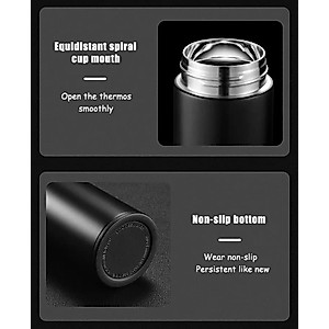 BestJenara Insulated Water Bottle with LED Display Coffee Vacuum Thermos Bottle Keep Drinks Hot or Cold for Travel School Office (Black, 17 fl oz)