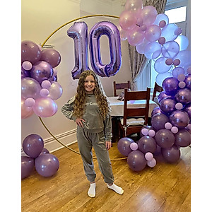 Number 10 Purple Balloons 40 Inch Giant Purple 10 Number Foil Helium Balloons for 10th Purple Birthday Party Supplies 10th Anniversary Events Decorations