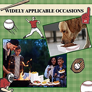 Crtiin 200 Pieces Baseball Party Paper Food Trays Baseball Party Supplies Nacho Food Tray Snack Candy Holder Trays Disposable Serving Trays for Baseball Party Decorations Food Holder Trays