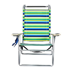 Deluxe 4 Reclining Positions Lightweight High Aluminum Beach Chair with Canopy Shade for Adults, Drink Holder, Storage Pouch