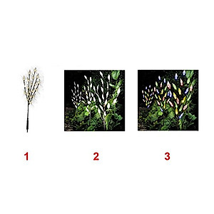 Houseen Solar Outdoor ​Garden Lights ​​, Set of 3 Solar Powered Tree Branch Twig Leaf LED Fairy Lights Outdoor Garden Pathway Light for Walkway, Yard, Lawn