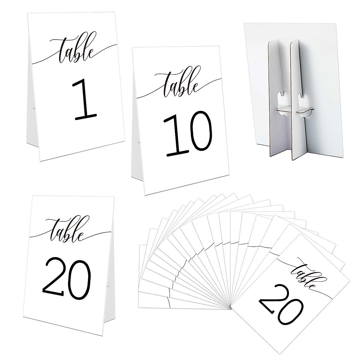 Wedding Table Numbers 1-20, Simple Wedding Decor, 4x6 Standing Sign Self-Standing Table Numbers for Bridal Showers, Baby Showers, Special Event, Reception & Decorations