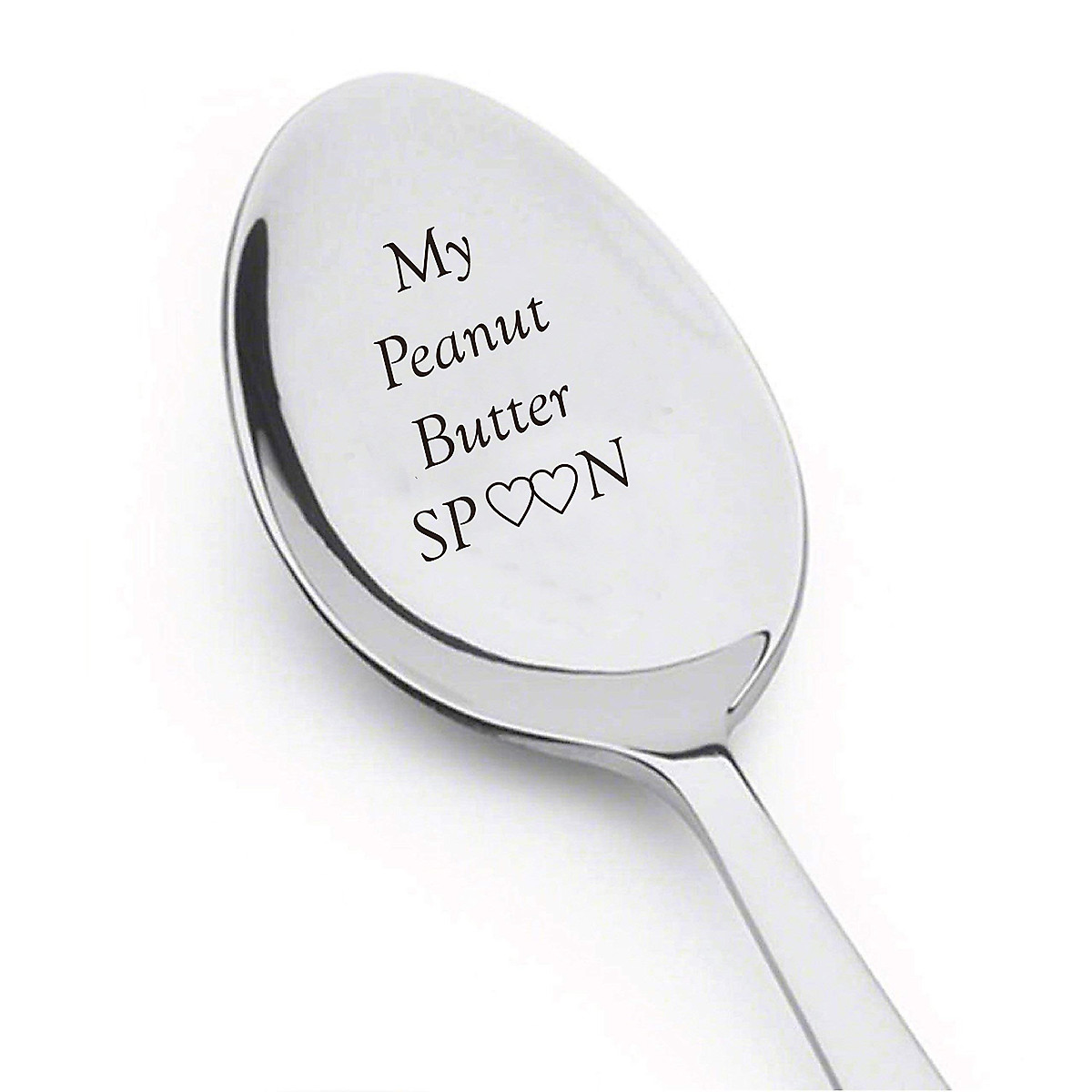 My Peanut Butter Spoon With Two Little Heart - Engraved Spoon Stainless Steel Silverware Flatware Unique Birthday Easter Basket Gifts For Boy Girl Mom Dad Kids - unique gifts - I love you - mom gift