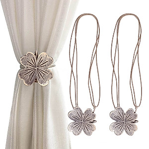2pcs Curtain Tiebacks Magnetic Flower Curtain Strap Buckle Decorative Drapes Tie Back for