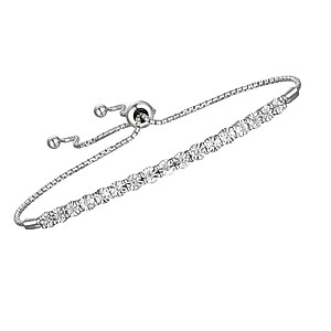 Tirafina Diamond Adjustable Bolo Bracelet for Women, Sterling Silver, Easy-On Easy-Off - 1/10 cttw (6, 7 and 8 inch Wrist Size)