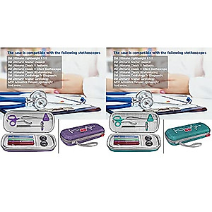 Viodmss 2PCS Carrying Case for Classic Iii Stethoscope Protect Pouch Sleeve Box Protection Case( & Green)