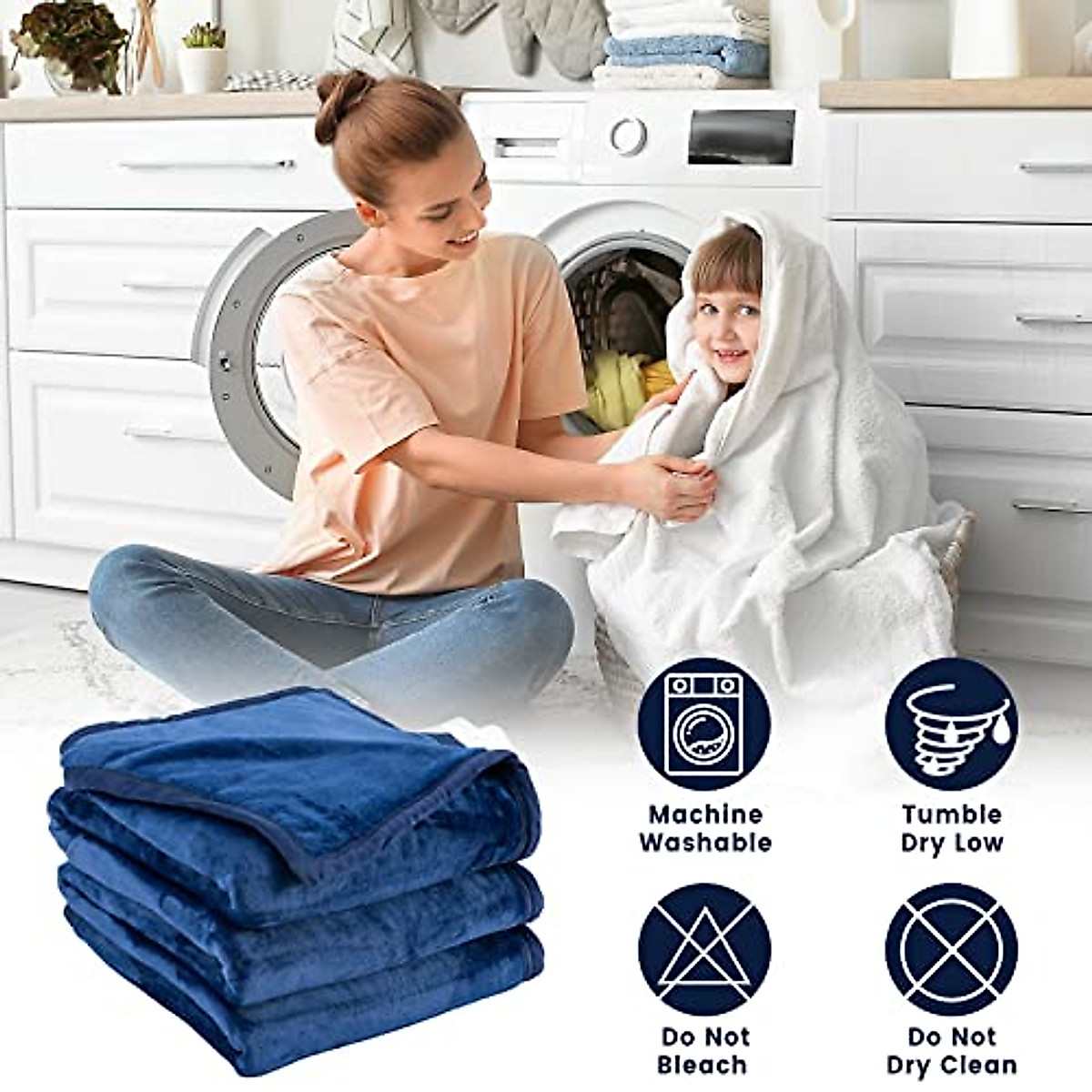 Cambividas Fleece Blanket, King Size Blanket, 330GSM, 90x108 Inches All Season Super Soft Cozy Warm Fuzzy Throw Blanket for Bed, Sofa, Travel, Camping, Navy Blue