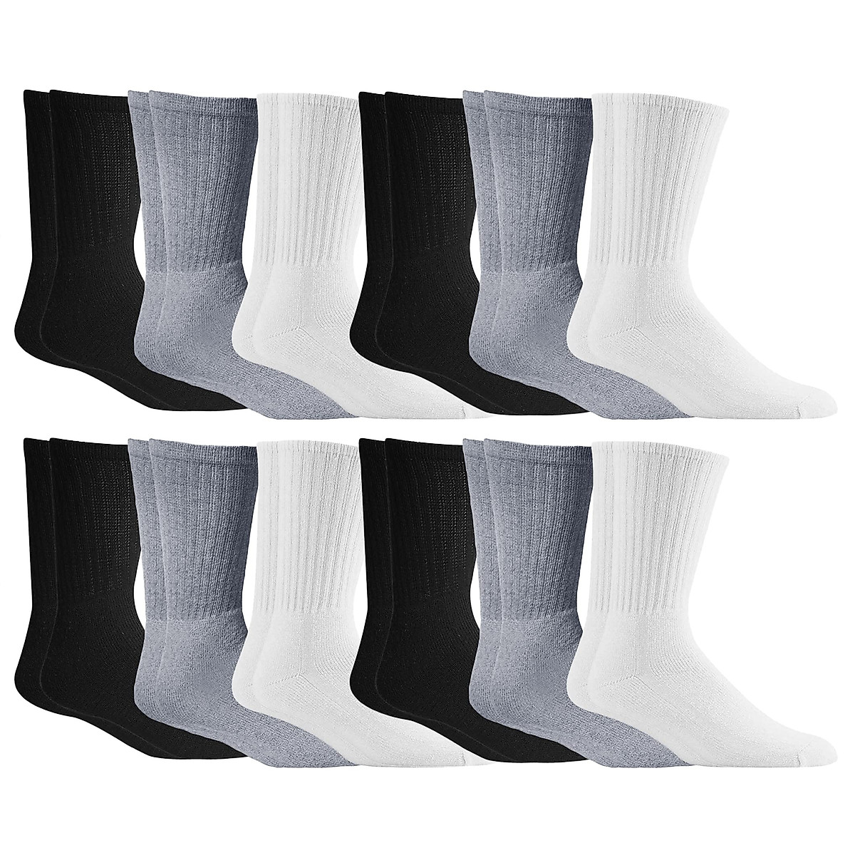 Yacht & Smith 12 Pairs Mens Cotton Crew Socks, Solid, Athletic Sports Socks, Valuepack