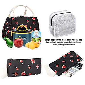 MCWTH Mushroom School Backpack for Girls, Kids Teen School Bags Bookbags with Lunch Box and Pencil Case