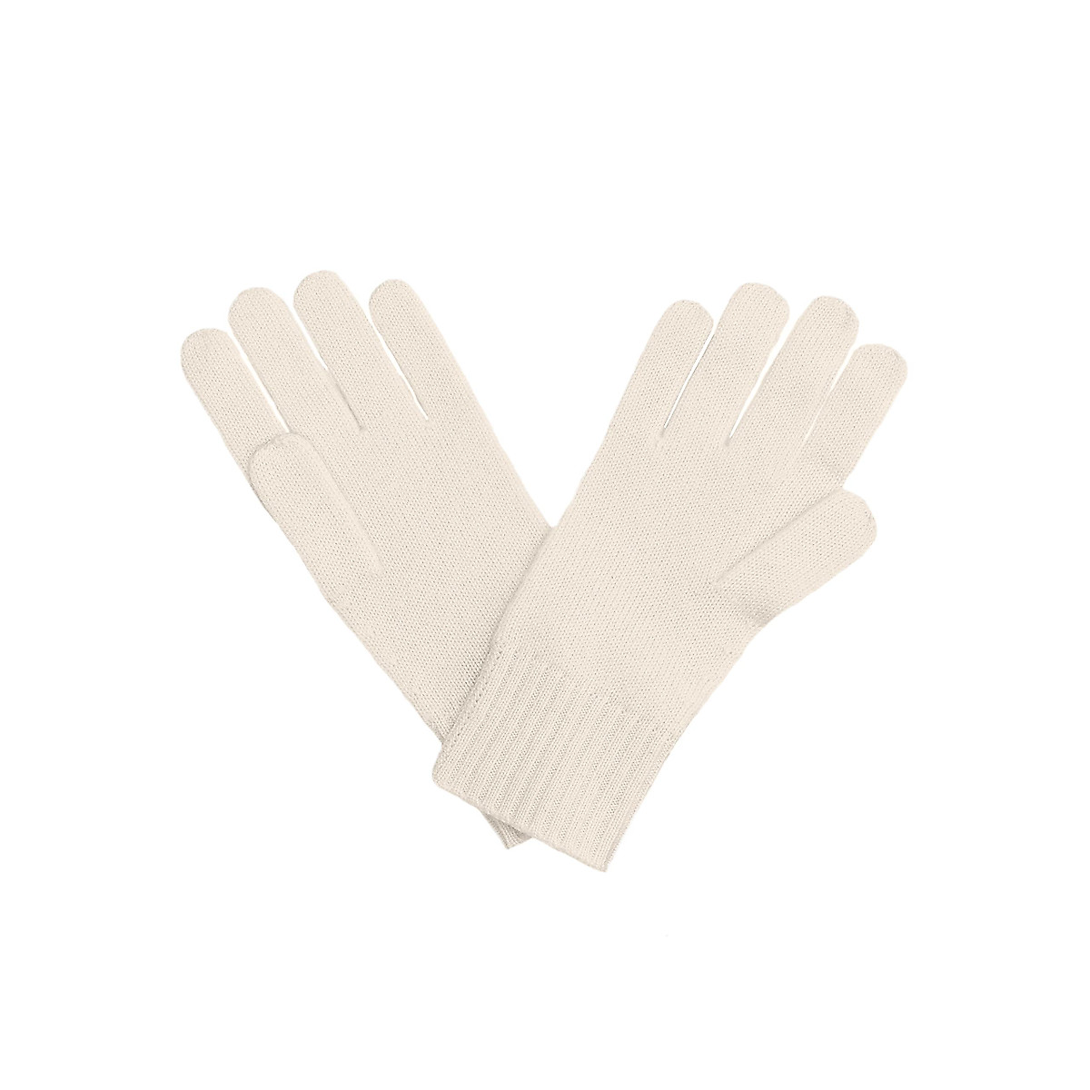 State Cashmere Jersey Knit Gloves with Ribbed Cuffs - Classic Design for Men & Women Made with 100% Pure Inner Mongolian Cashmere - Ultra Warm Winter Accessories - (Undyed White, One Size)