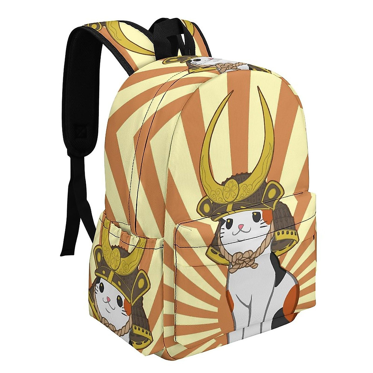 Japanese Bobtail Cat Wears Samurai Travel Backpack Lightweight 16.5 Inch Computer Laptop Bag Casual Daypack for Men Women