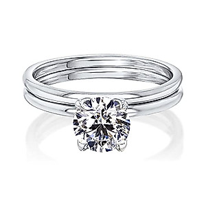 1 Carat IGI Round Floating Tulip Solitaire Bridal Set - 7.0 / yellow-gold / DE