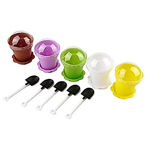 GANAZONO Mini Dessert Cups 20pcs Ice Cream Dessert Cup Flower Pot Cups Mousse Cake Cups Salad Cup Dessert Bowls Snack Bowls Container with Lids Spoons for Party Wedding White Mini Dessert Cup