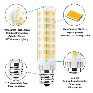 TAIYALOO E17 LED Bulb Dimmable, 10W Microwave Oven Bulb, Warm White 3000K, 100W Halogen Bulb Replacement for Stove Top, Range Hood, E17 Intermediate Base Appliance Light Bulb (2 Pack)