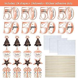 Blulu Birthday Centerpieces for Tables Birthday Decorations Set Birthday Party Sticks Table Cake Toppers Anniversary Party Decorations for Women