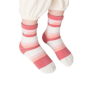 Toptim Kids Girls' Crew Socks Cute Casual Dress Cotton Socks (6-9 Years, 10 Pairs)