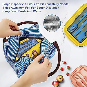 Landmore Bento Box Lunch Box for Kids Adults, 1100 ML Bento Lunch Box for Kids 3 Compartments with Utensils and Lunch Bag, Leakproof BPA Free(Blue)