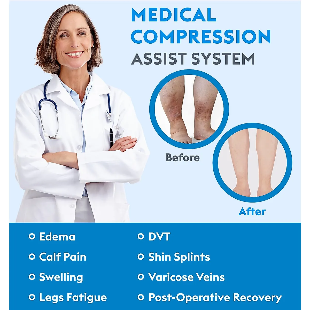 MGANG® 15-20 mmHg Compression Stockings, Knee High Compression Socks for Men and Women, Opaque, Best for Nursing, Running, Travel, Sitting, Standing, Muscle Recovery, Swollen Legs, Beige 4X-Large