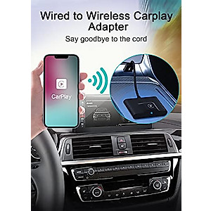 Wireless CarPlay Adapter, CarPlay Dongle for OEM Wired CarPlay Cars, Convert Wired to Wireless CarPlay, Support Online Update Plug & Play Easy Use Fit for Cars from 2015 & iPhone iOS 10+ (Black)